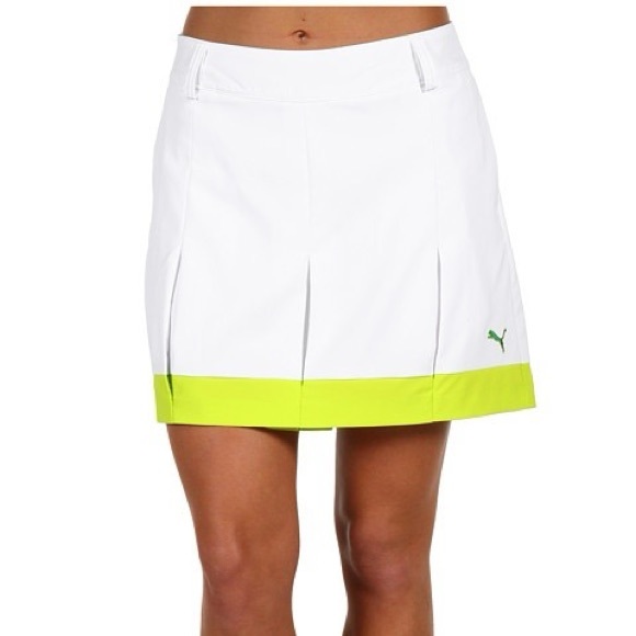 Puma | Skirts | Puma Whitegreen Lemon Golf Pleated Tech Skirt Skort ...